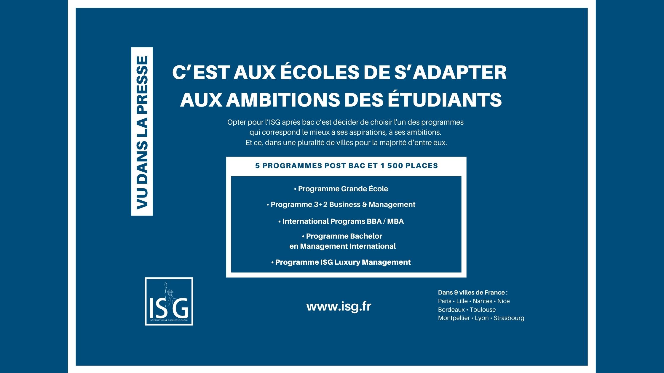 ISG - L'ISG à la une dans la presse